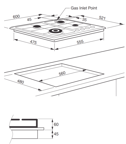 Euromaid 60cm Gas Black Glass Cooktop EC64GB – The Appliance Group